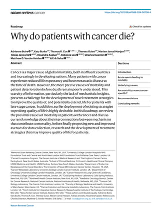 Why do patients with cancer die NATURE review | PDF
