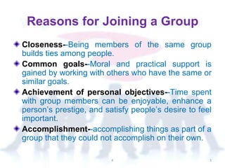 Why do people join in groups | PPTX