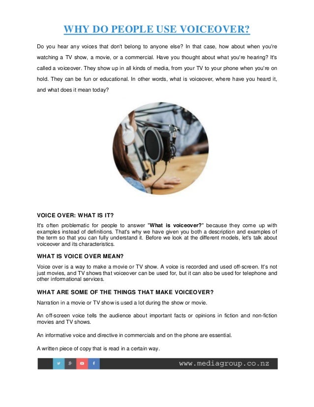 Why do people use voiceover | PDF | Home Entertainment Systems | Consumer Electronics