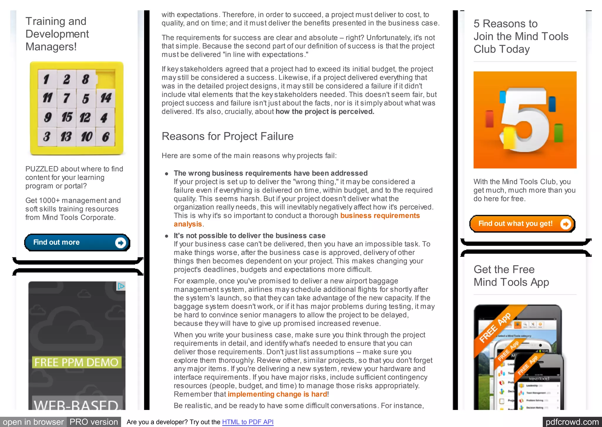 Project Management | Why do projects fail? | PDF