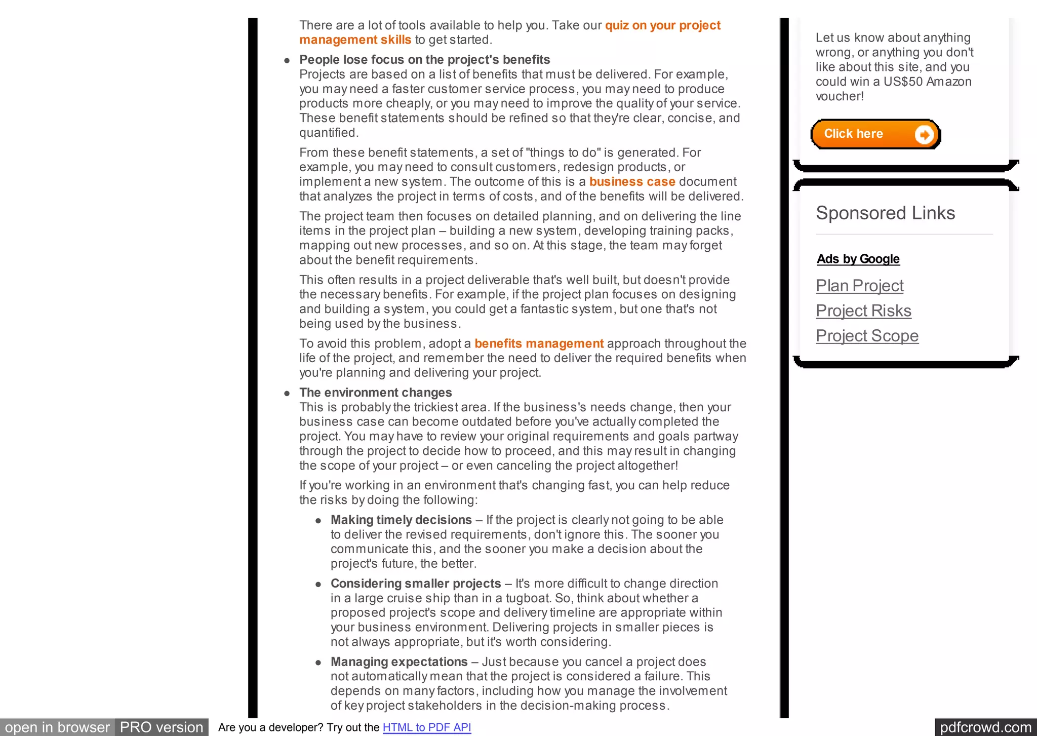 Project Management | Why do projects fail? | PDF