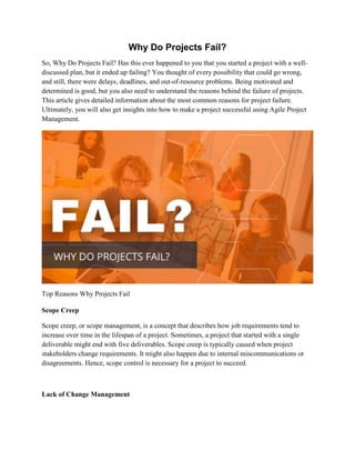 Why Do Projects Fail?- Analyzing the causes | PDF