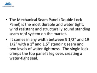 Double Lock Standing Seam Roofs | PPTX | Home Improvement | Home & Garden