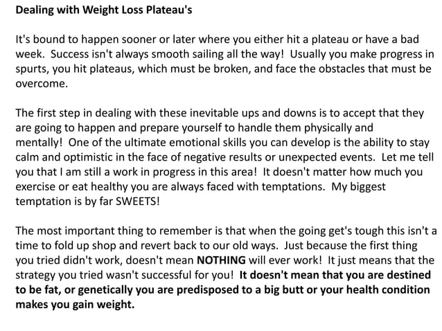 Why do weight loss plateau's happen | PPT