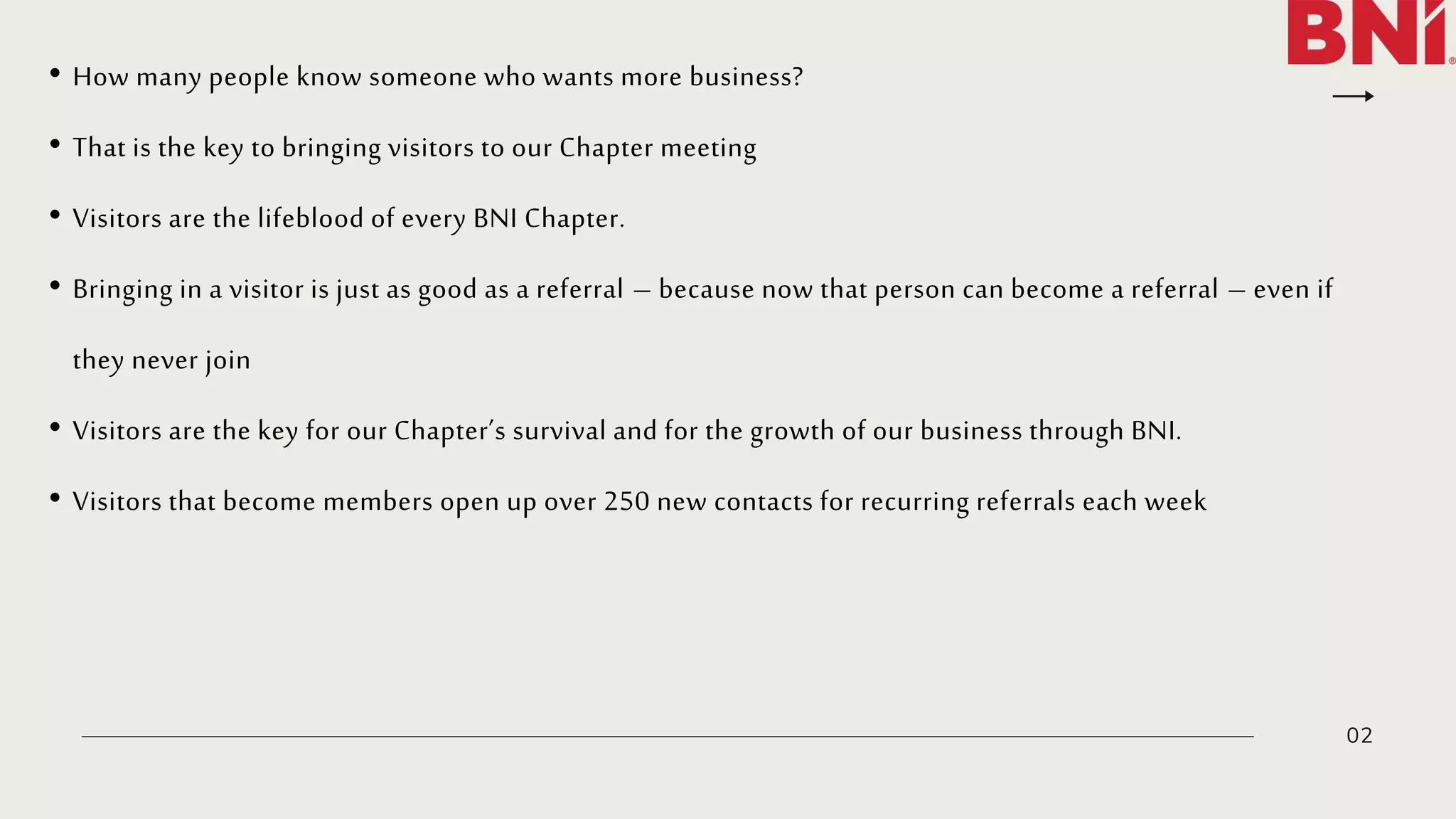 BNI - Why do we need visitors and how to invite them | PPTX