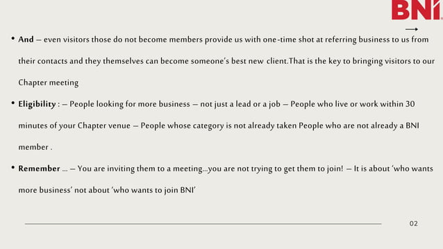 BNI - Why do we need visitors and how to invite them | PPTX