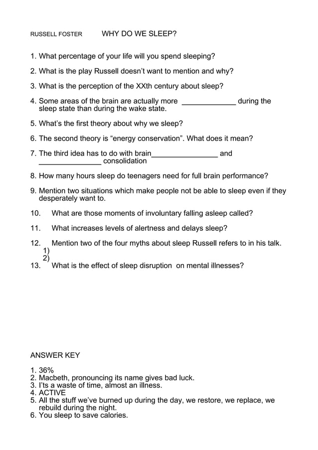 Why do we sleep | DOC | Sleep Disorders | Diseases and Conditions