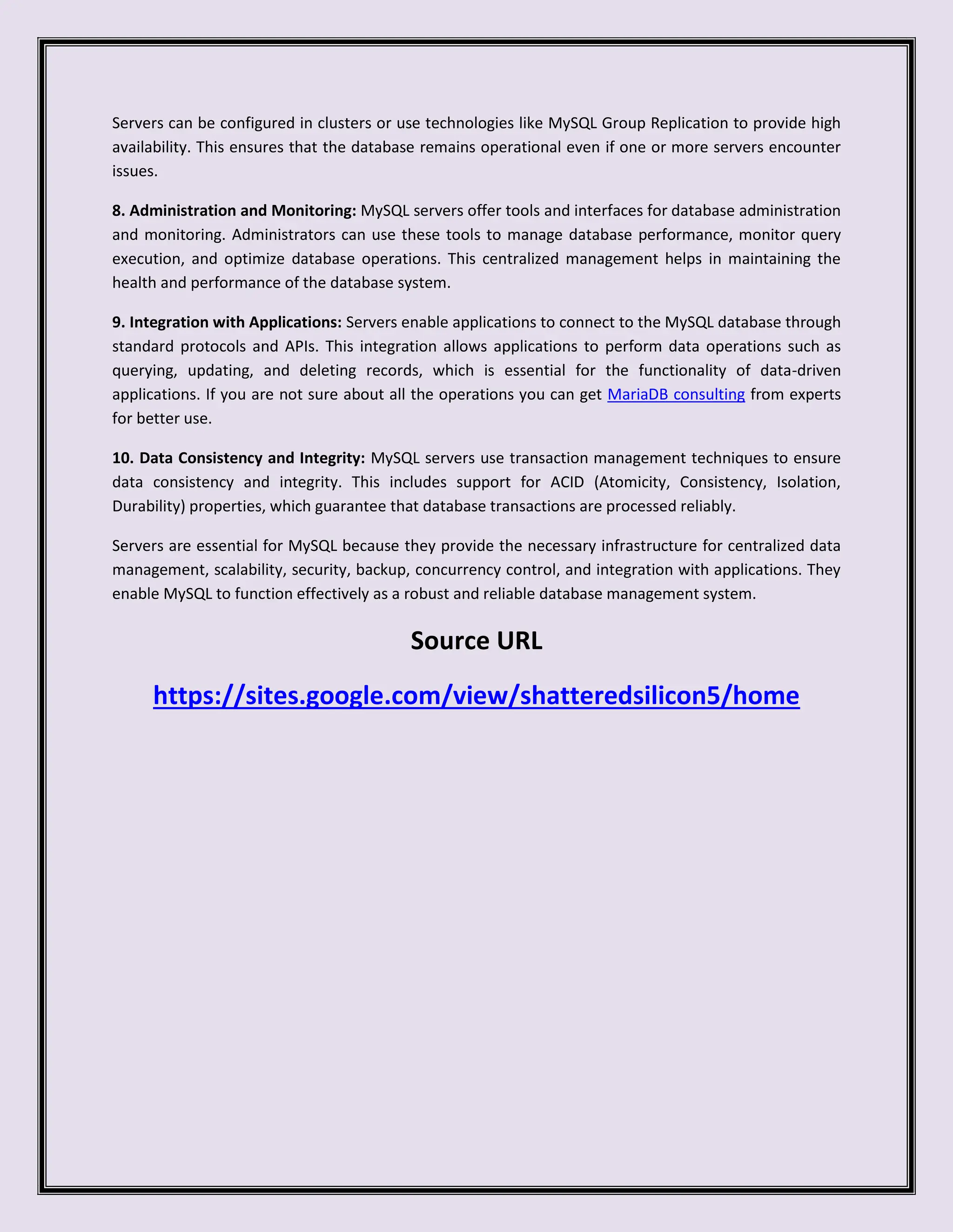 Why Do We Use Servers With MySQL.------- | PDF