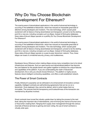 Why Do You Choose Blockchain Development For Ethereum.pdf