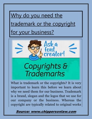 Why do you need the trademark or the copyright for your business | PDF