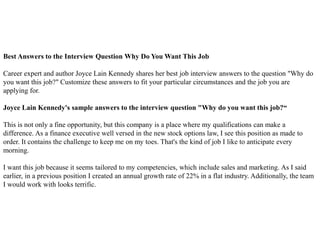 Why do you want this job | PPTX