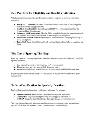 Why Eligibility & Benefit Verification is the First Step to Clean ...