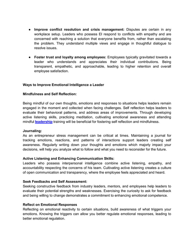 Why Emotional Intelligence Is Important In Leadership | PDF