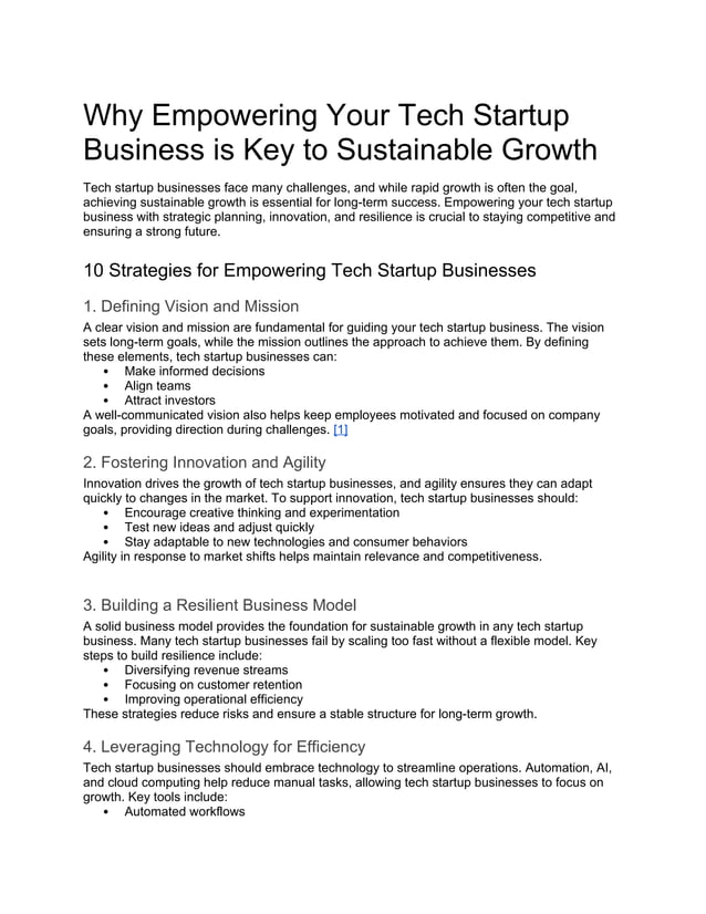 Why Empowering Your Tech Startup Business is Key to Sustainable Growth ...
