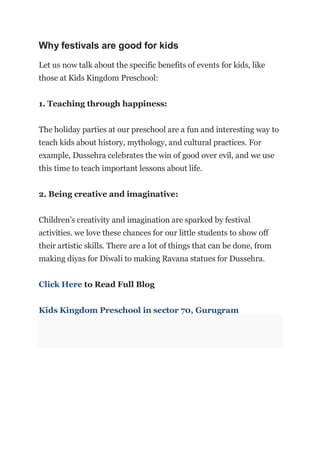 Importance of Festivals for Children: Dussehra & Diwali 2023 | PDF ...