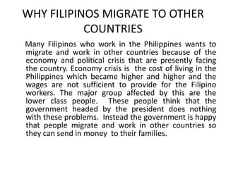 Why filipinos migrate to other countries | PPTX