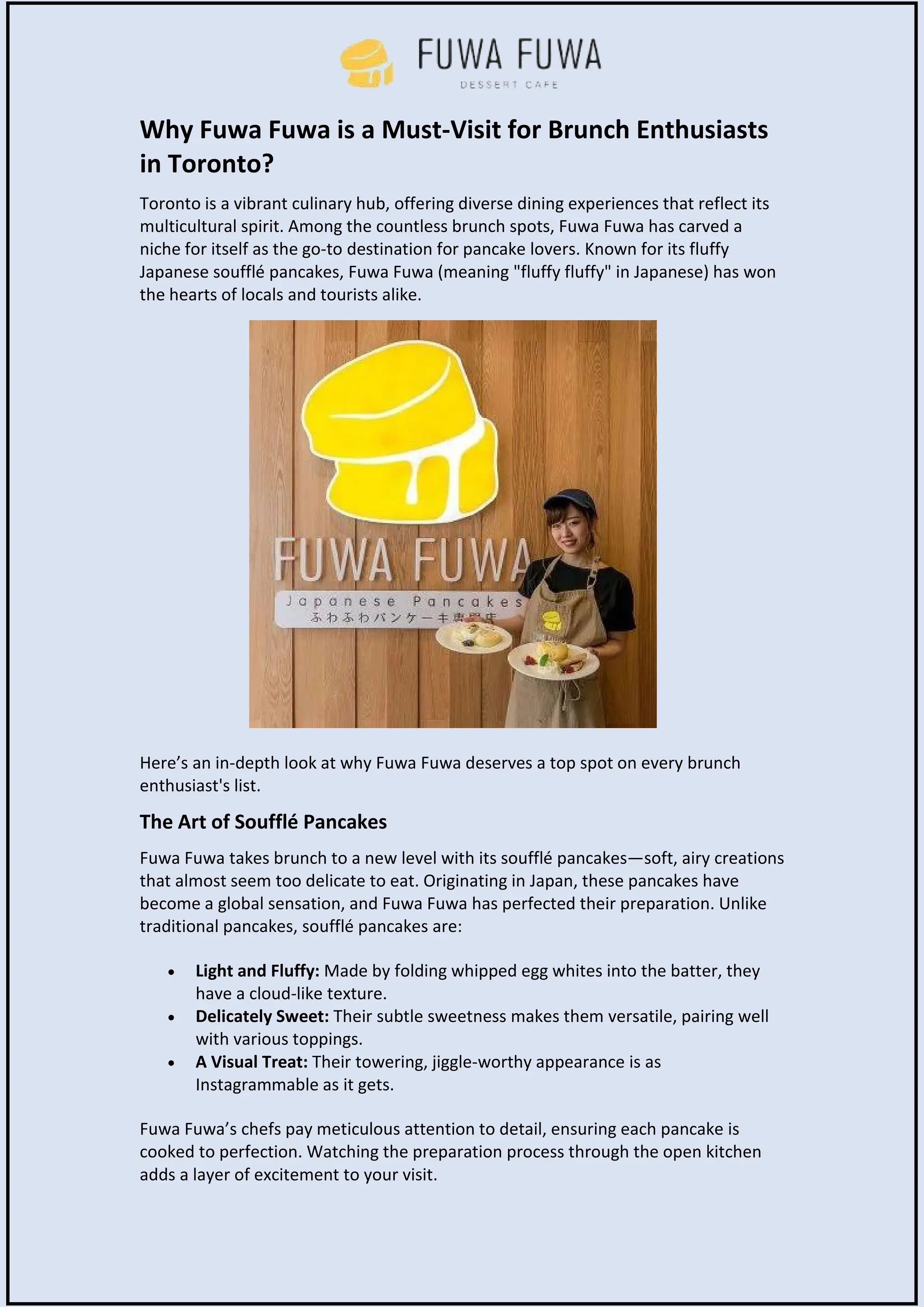 Why Fuwa Fuwa is a Must-Visit for Brunch Enthusiasts in Toronto? | PDF