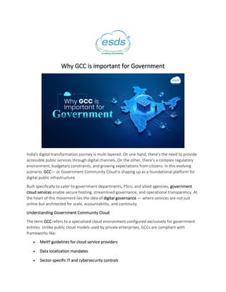 Why GCC is important for Government - ESDS Software solution | PDF