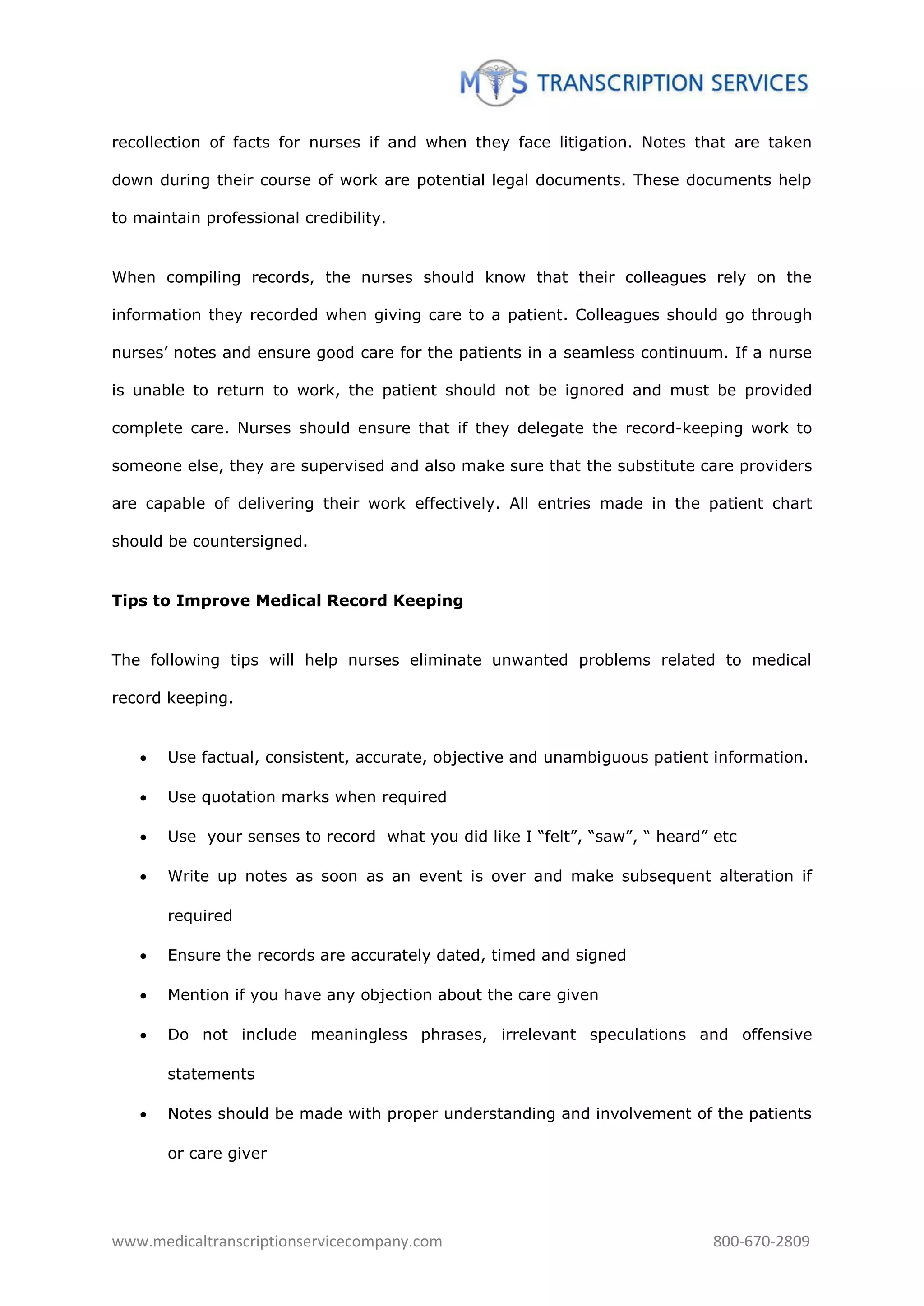 Why Good Medical Record Keeping Is important for Nurses | PDF