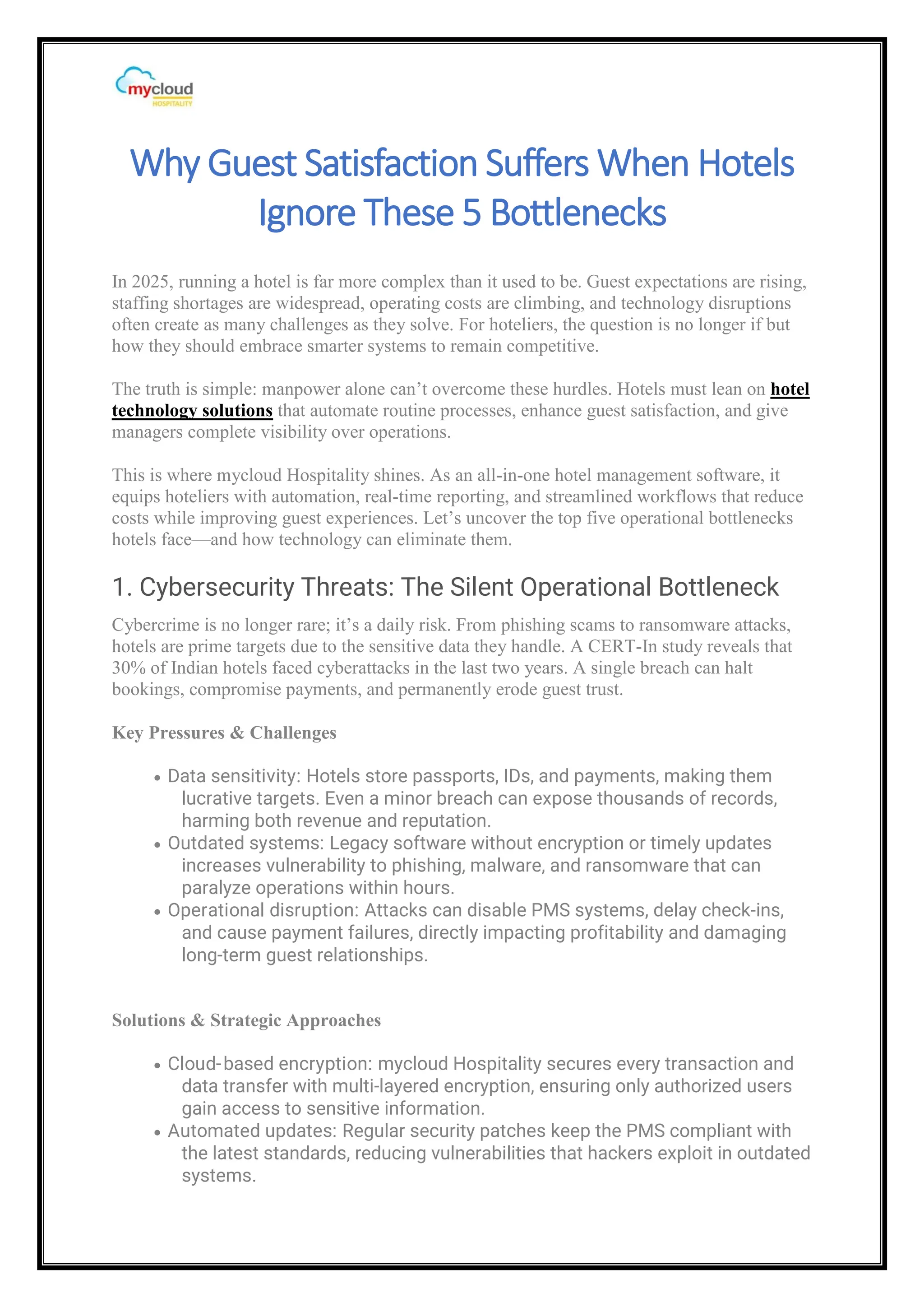 Why Guest Satisfaction Suffers When Hotels Ignore These 5 Bottlenecks | PDF