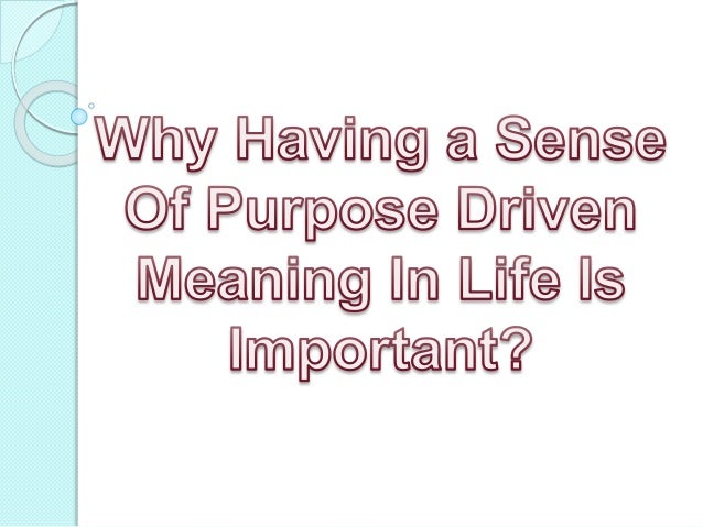 Why Having a Sense Of Purpose Driven Meaning In Life Is Important? | PPTX