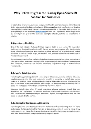 Why Helical Insight is the Leading Open-Source BI Solution for ...