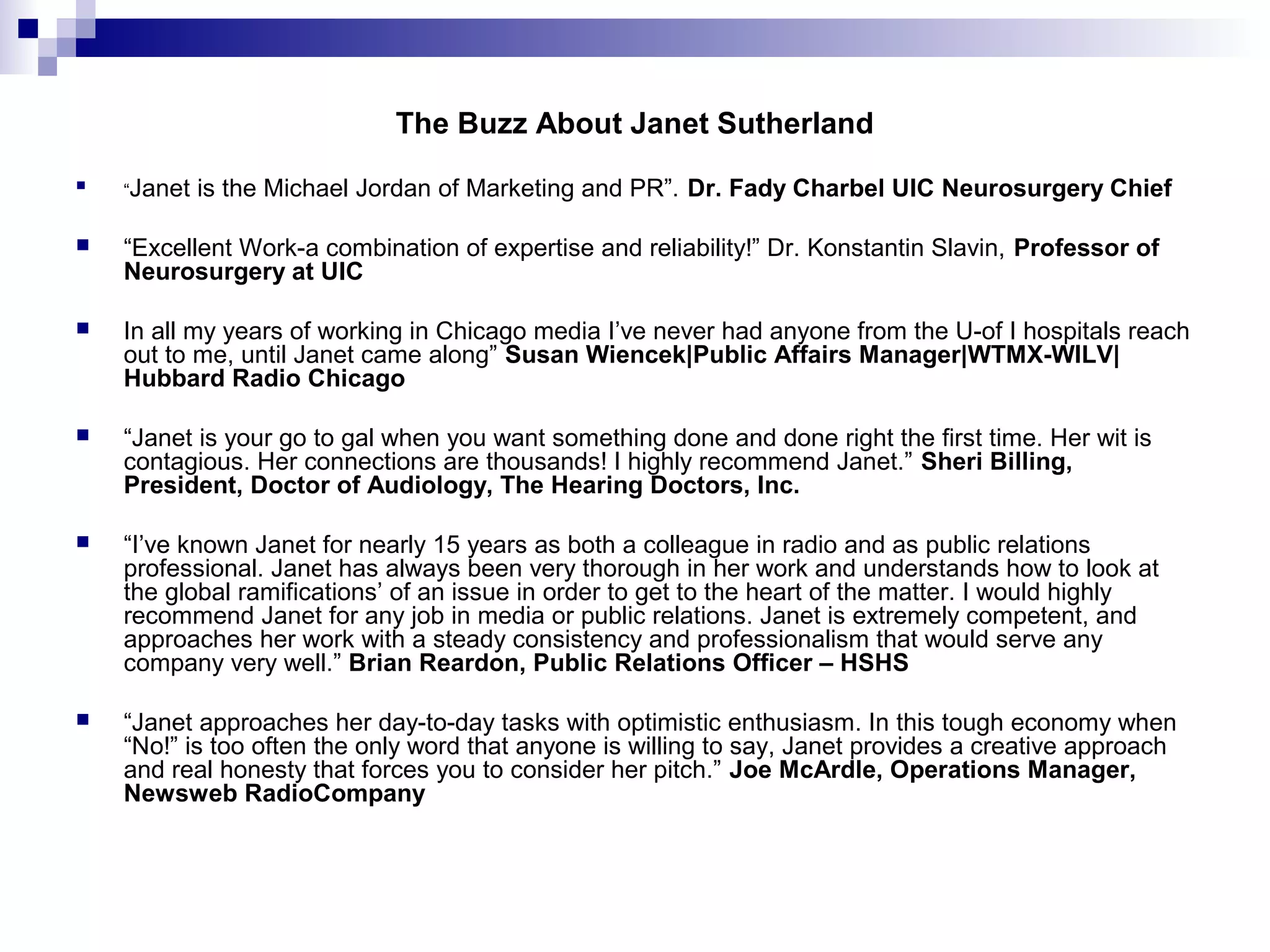 Why hire janet sutherland 2013 | PPT