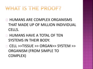 Why humans are complex organsims? | PPTX | Biological Sciences | Science