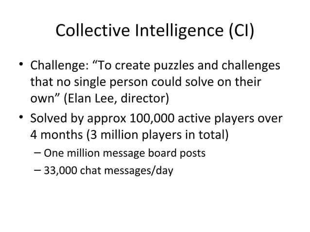 Why i love bees: ARG and collective intelligence | PPT