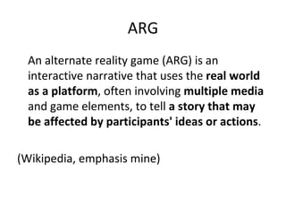 Why i love bees: ARG and collective intelligence | PPT