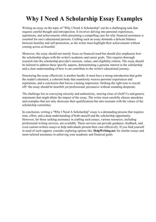 Why I Need A Scholarship Essay Examples | PDF