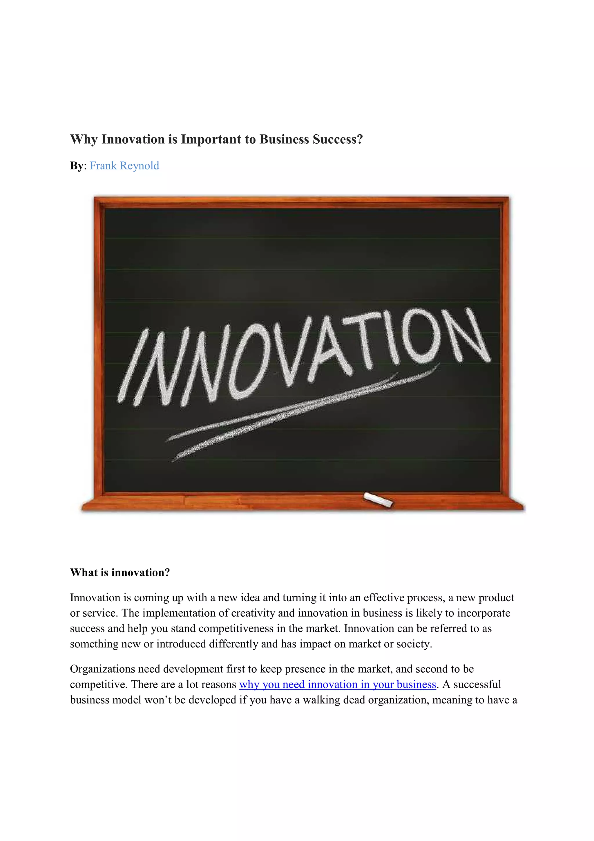 Why innovation is important to business success | PDF