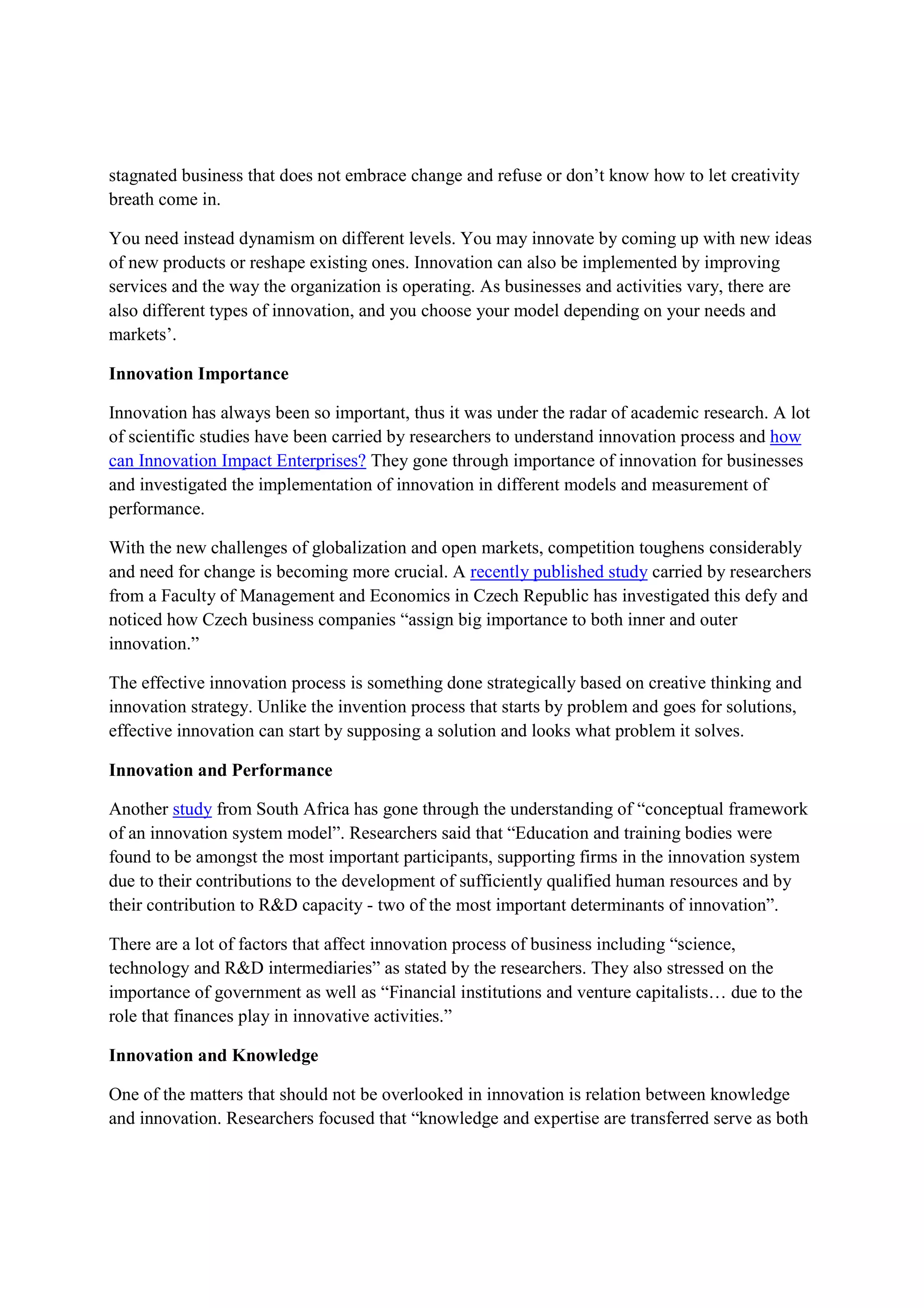 Why innovation is important to business success | PDF