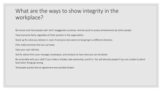 Why integrity at work matters | PPTX