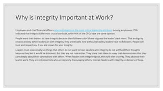Why integrity at work matters | PPTX | Executive Leadership ...