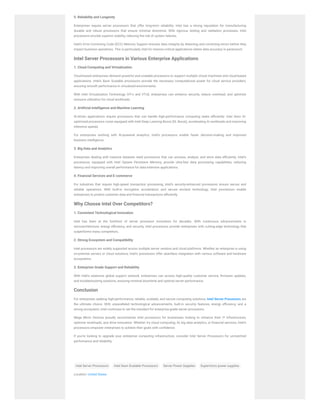 Why Intel Server Processors Are the Best Choice for Enterprise Solutions | PDF
