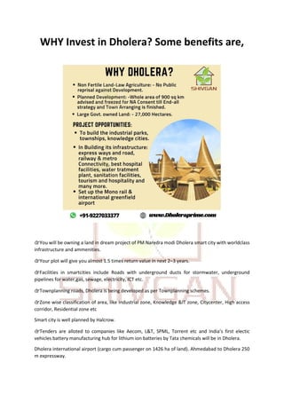 why invest in dholera- residential plot price in dholera - best investment opportunnity in ...