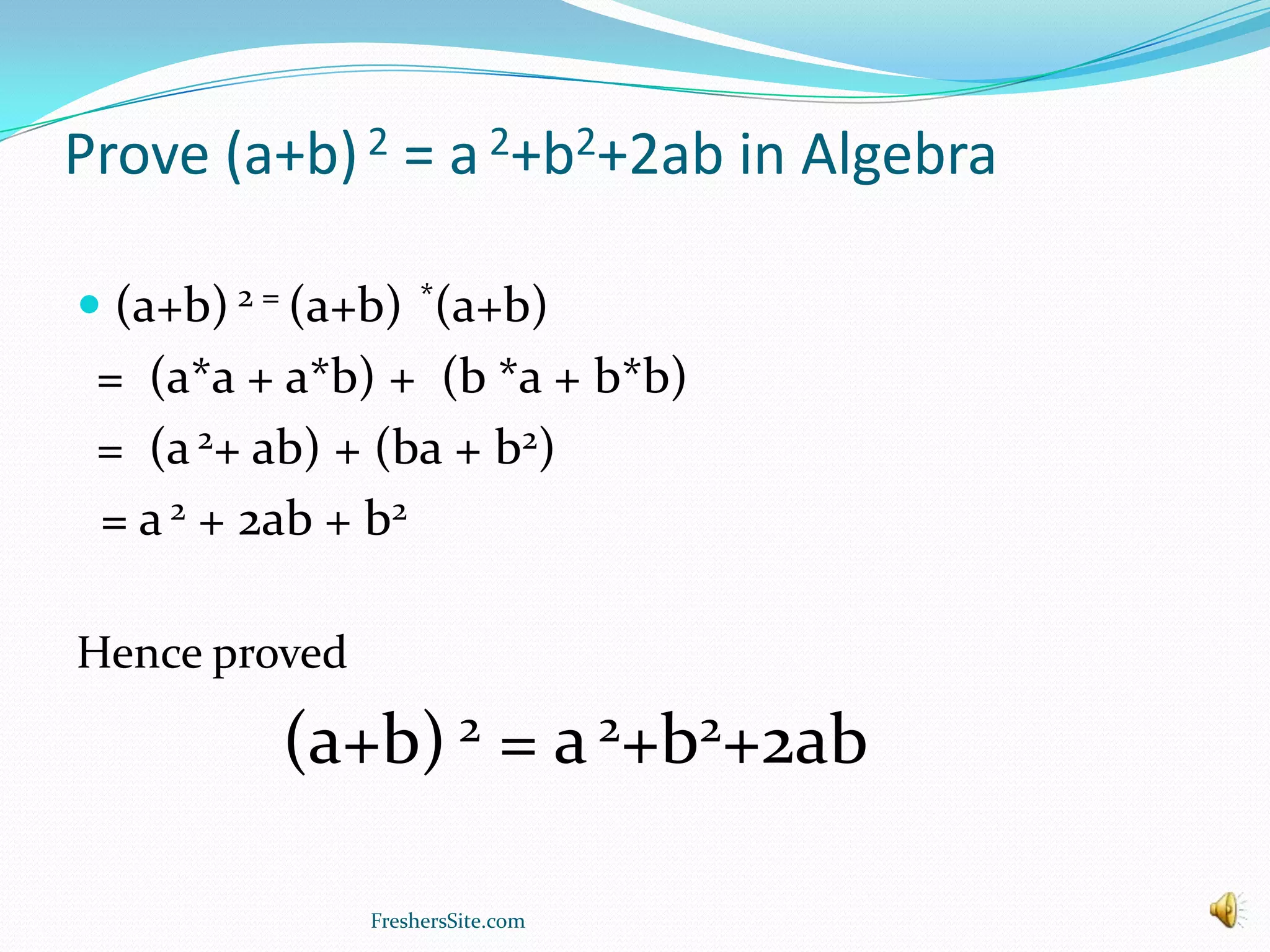 Why is (a+b)2 = a2+b2+2ab | PPTX