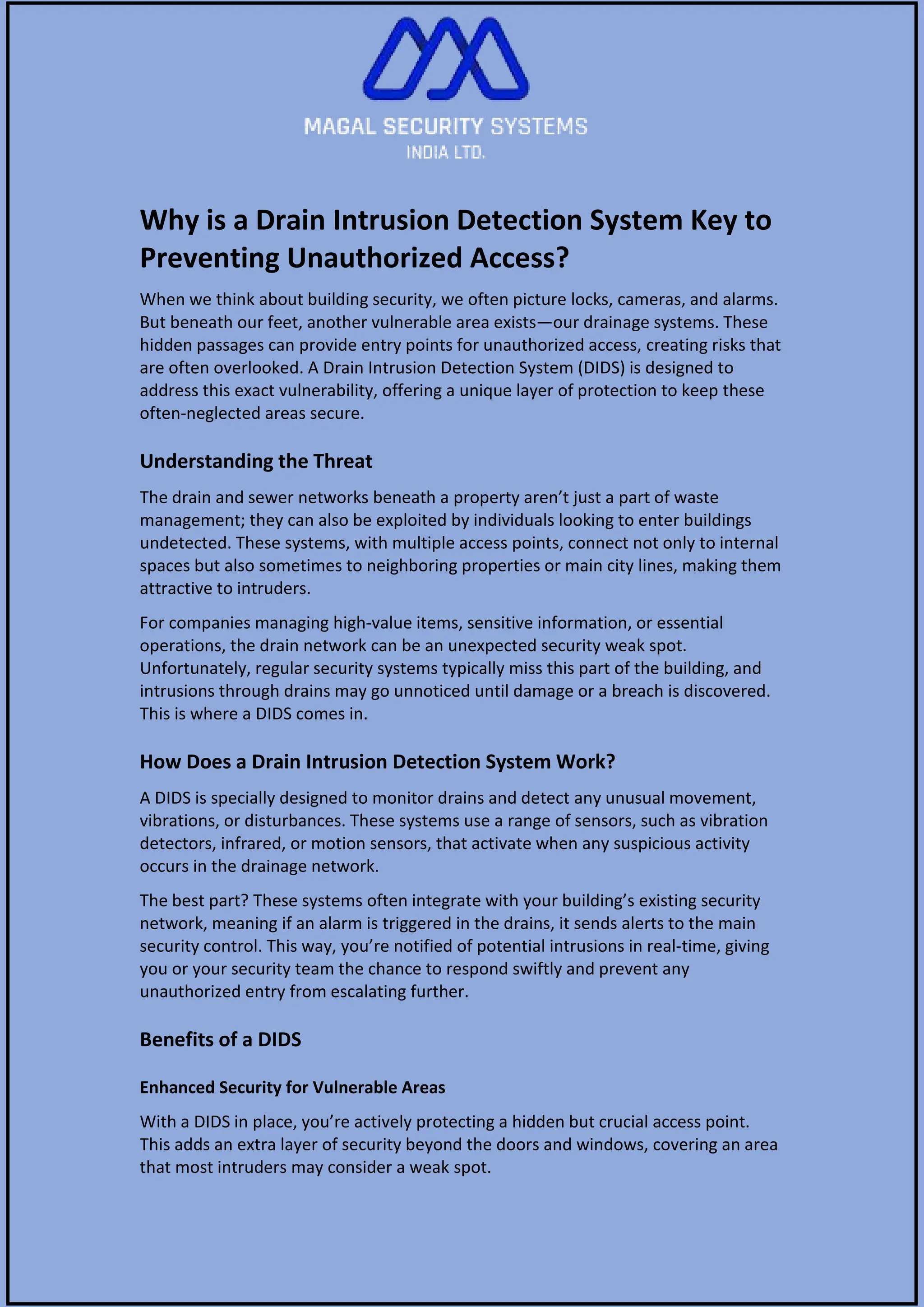 Why Is A Drain Intrusion Detection System Key To Preventing Unauthorized Access Pdf