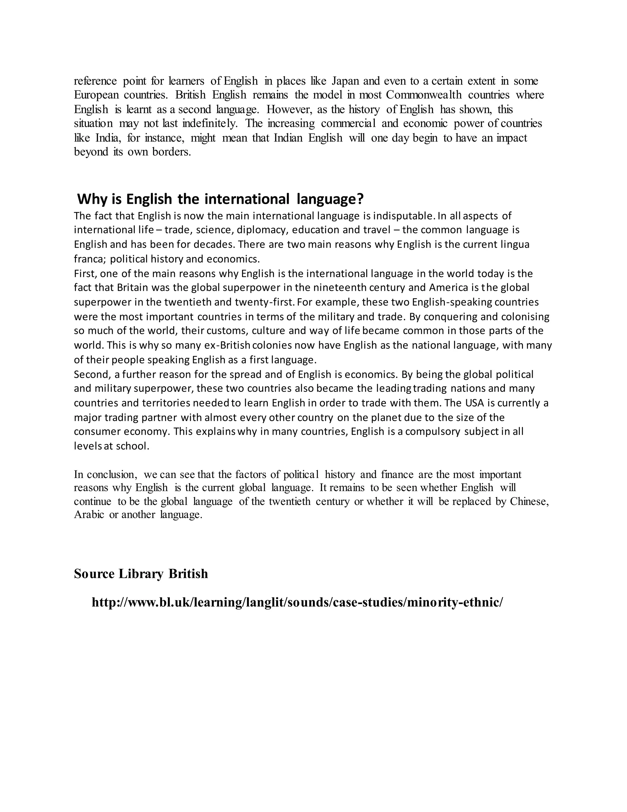 Why is english as a global language | DOCX
