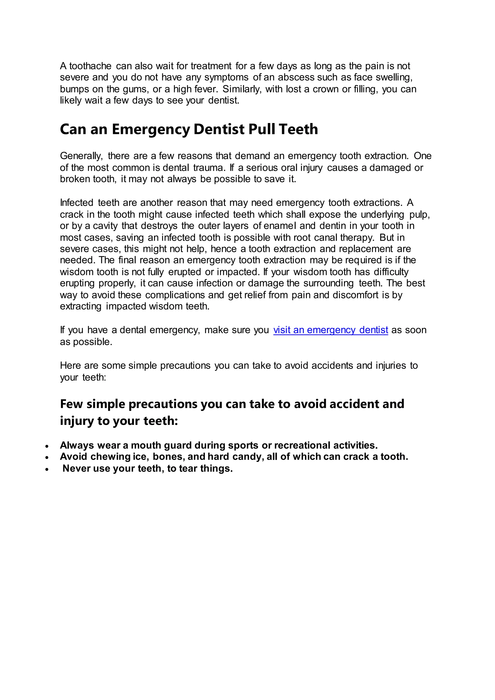 Why is it important to visit an emergency dentist? | PDF