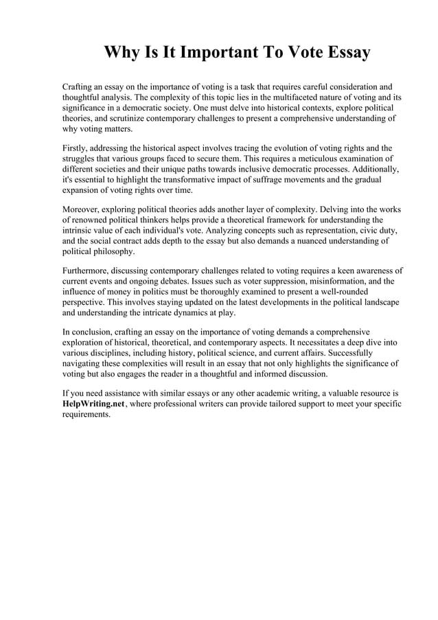 Why Is It Important To Vote Essay. Logan University | PDF | Civic ...