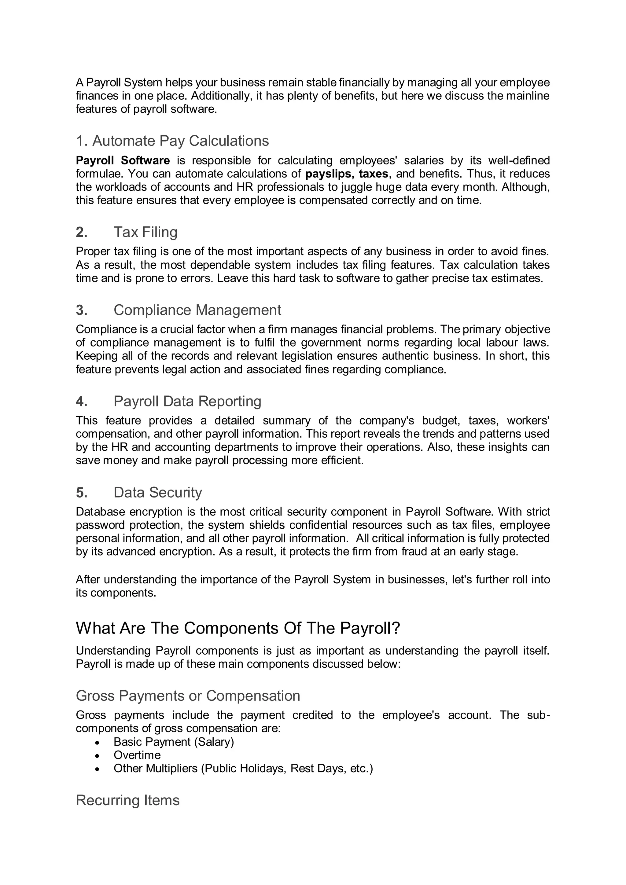 5 Reasons - Payroll System Important for All Companies | PDF