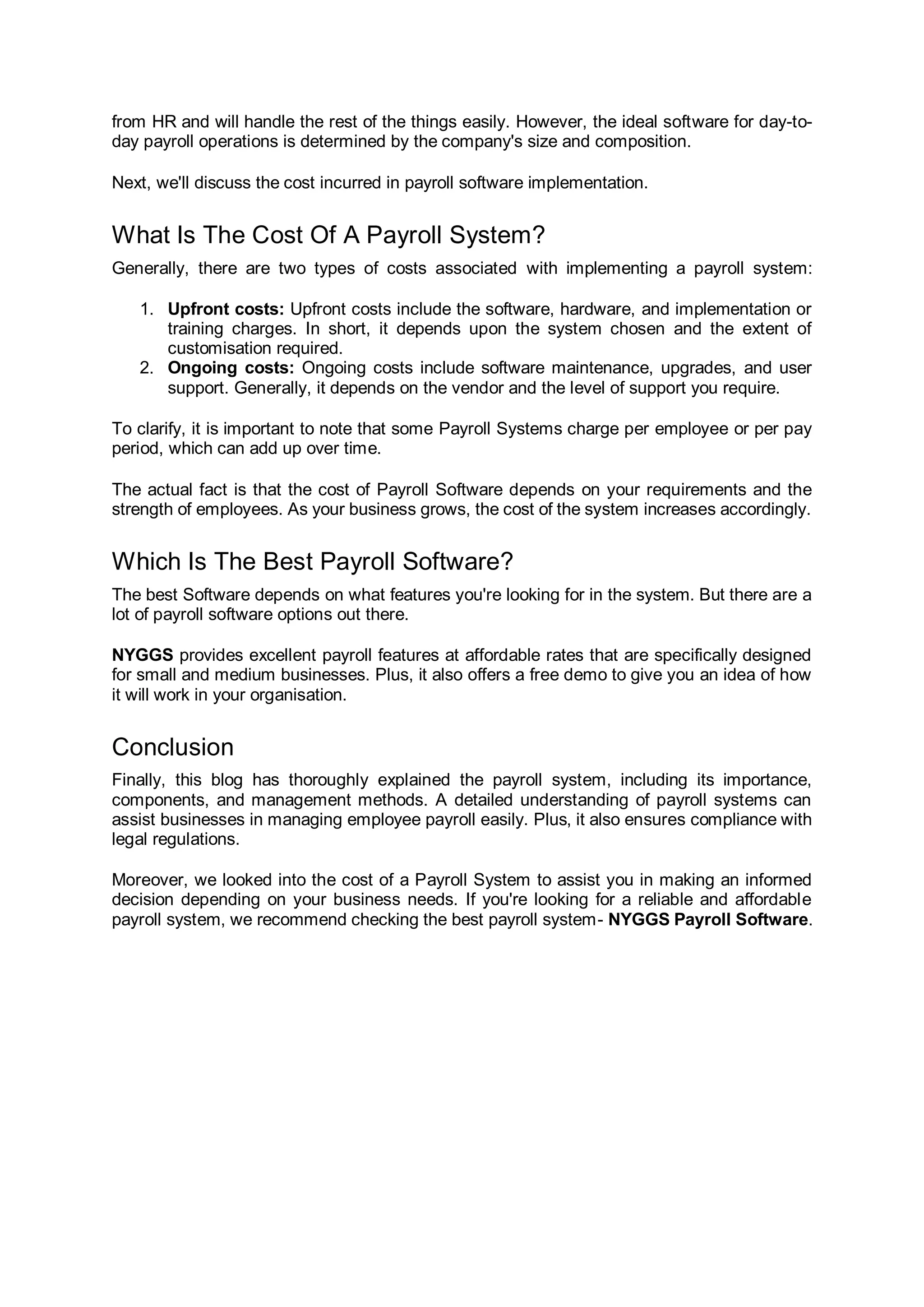 5 Reasons - Payroll System Important for All Companies | PDF