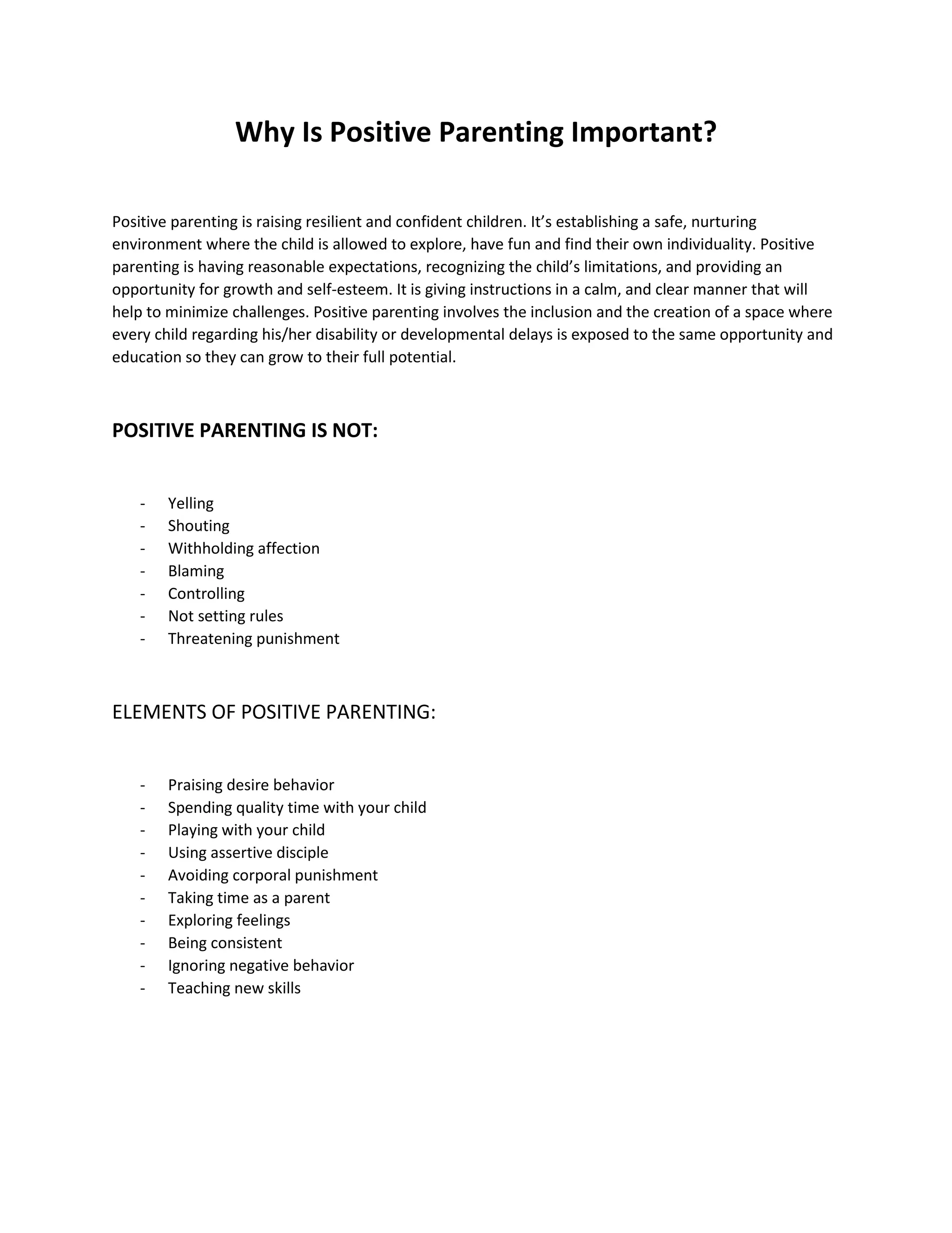 Why Is Positive Parenting Important.docx