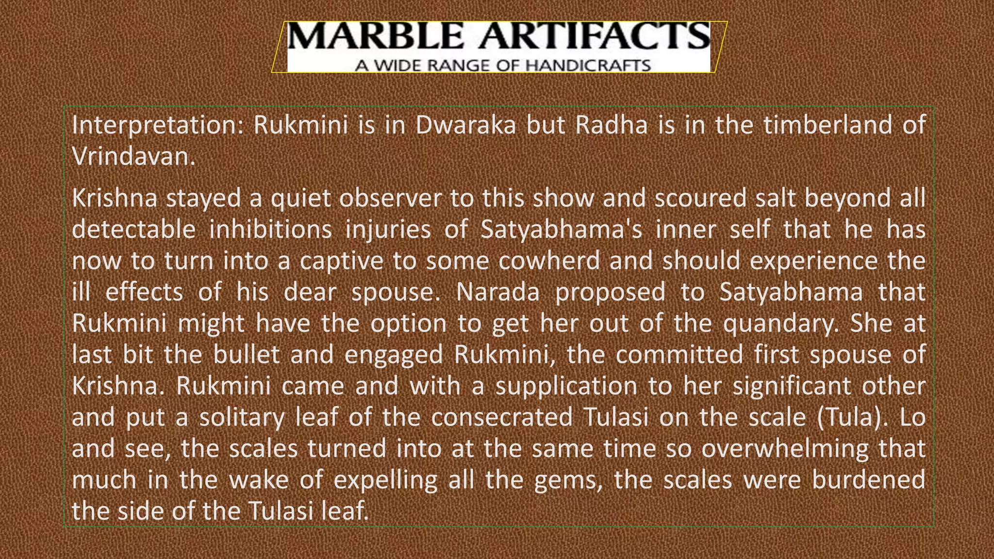 Why is radha more often worshiped with lord krishna than rukmini marble ...