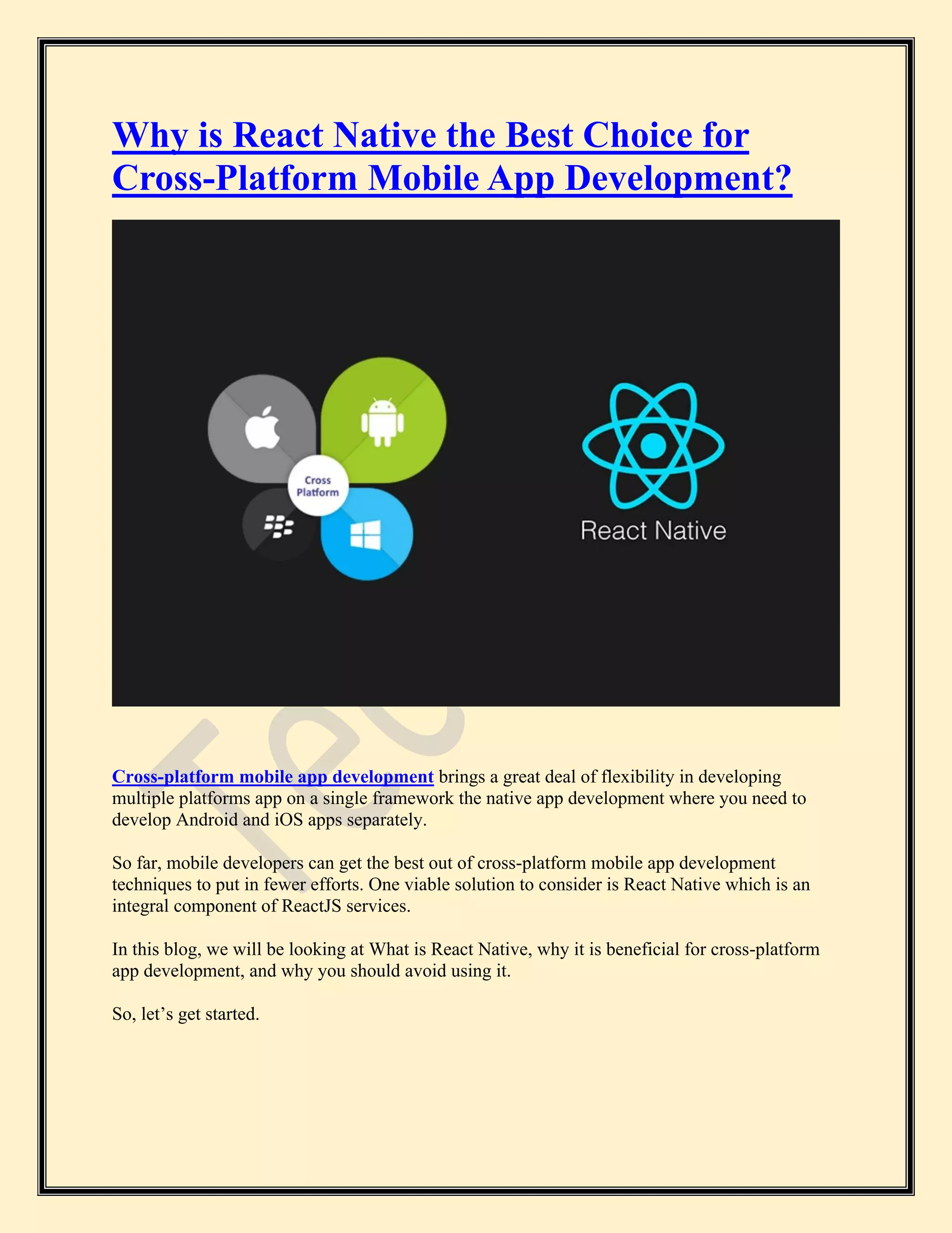 Why Is React Native The Best Choice For Cross Platform Mobile App