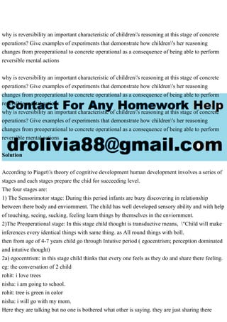 why is reversibility an important characteristic of childrens .pdf