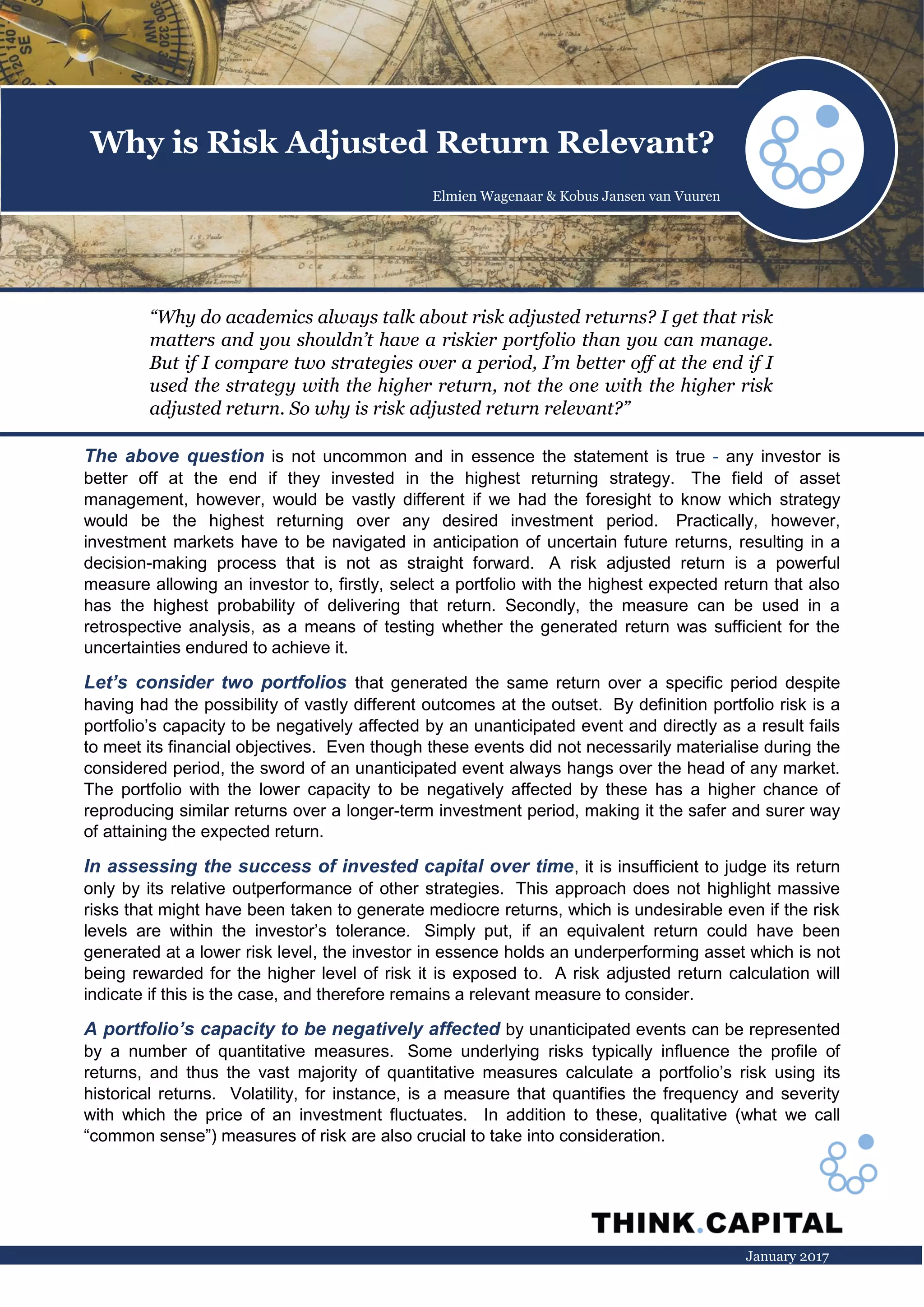 Why is risk adjusted return relevant | PDF