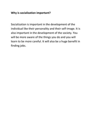 Why is socialization important | DOCX